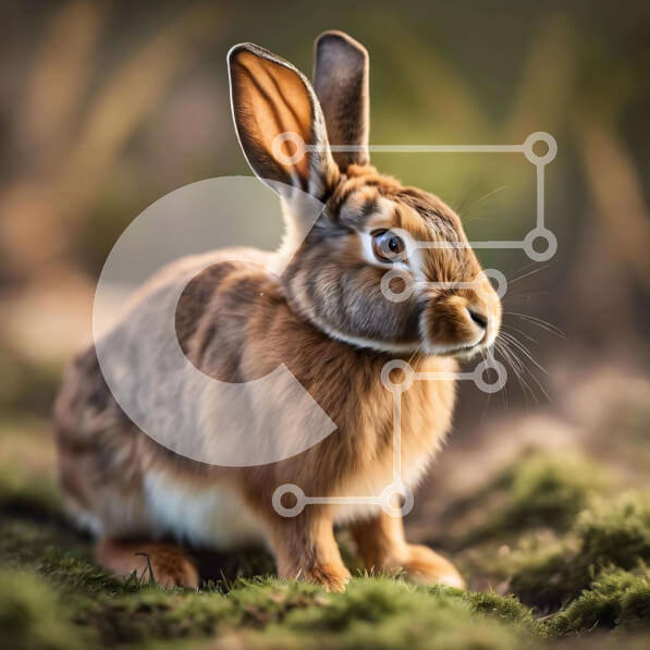 Download Curious brown rabbit on mossy ground Stockphotos Online ...