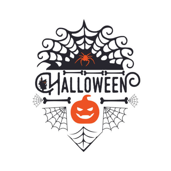 Download Halloween Logo with Pumpkin and Spider Webs Quotes Online ...