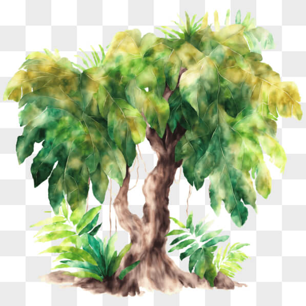 Download Exotic Tree Watercolor Painting in Jungle PNGs Online ...
