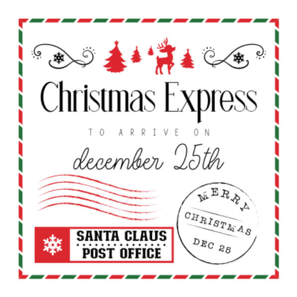 Download Christmas Express Postage Stamp with Santa Claus and Reindeer ...