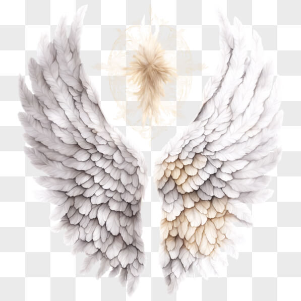 Download Symbolic White Angel Wings with Golden Center PNG Online ...