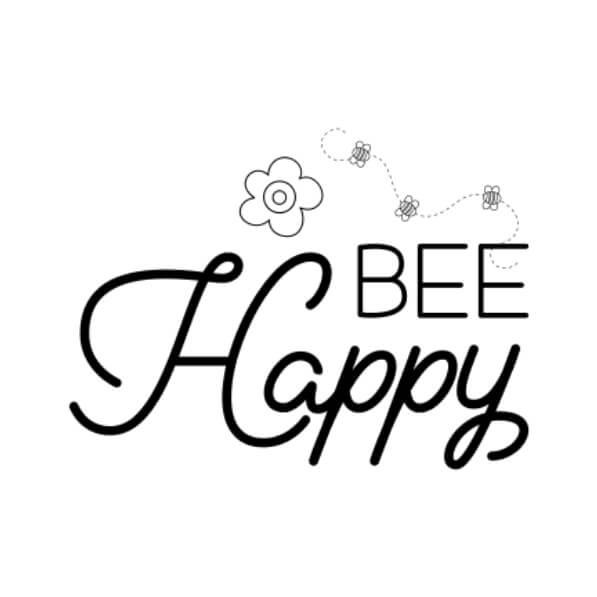 Download Black and White 'Bee Happy' Design with Flower Quotes Online ...