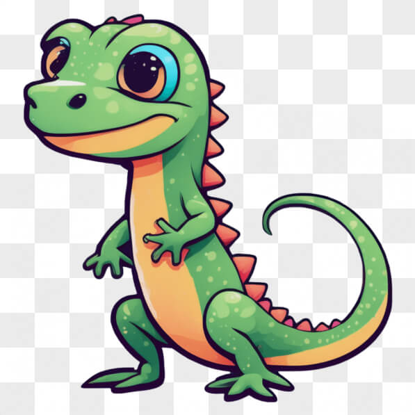 Download Green lizard with blue eyes standing on hind legs Cartoons ...