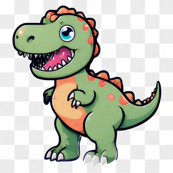 Descarga Dinosaurio de dibujos animados juguetón con la boca abierta y los ojos bien abiertos ...