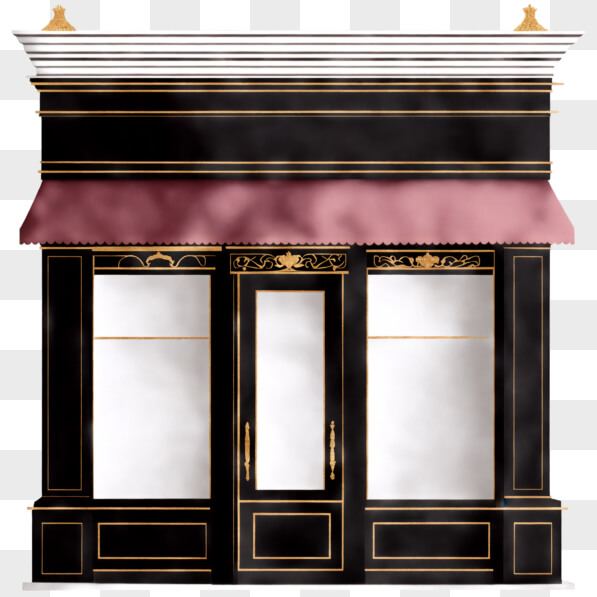 Download Charming Black and Gold Storefront with Pink Ruffles PNG ...