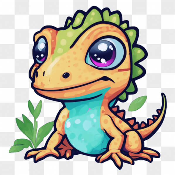 Download Colorful Cartoon Lizard on Green Leaves Cartoons Online ...