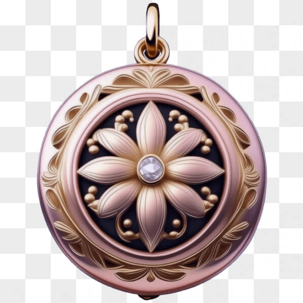 Download Gold and Pink Locket with Floral Design and Diamond Center ...