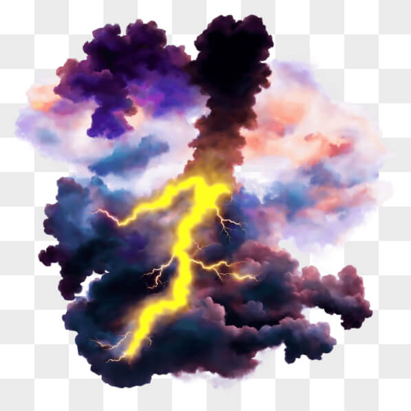Download Colorful Lightning Bolt in the Clouds PNGs Online - Creative ...