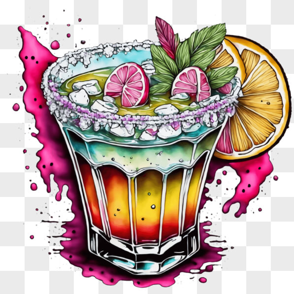 Download Colorful Margarita Cocktail with Fruit Garnishes PNGs Online ...