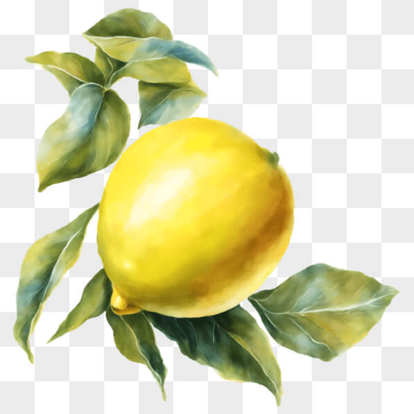 Download Watercolor Painting of Fresh Lemon with Green Leaves PNGs ...