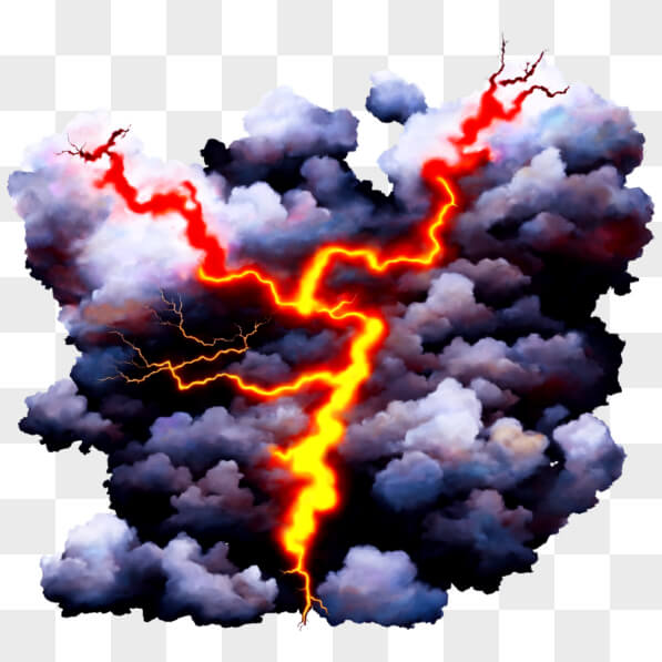 Download Vibrant Red and Orange Lightning Bolt in the Clouds PNG Online ...