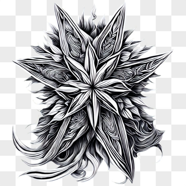 Download Nature-inspired Star-shaped Flower Drawing PNG Online ...
