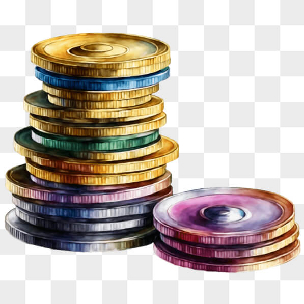 Download Stack of Colorful Coins - Money and Value Concept PNGs Online ...