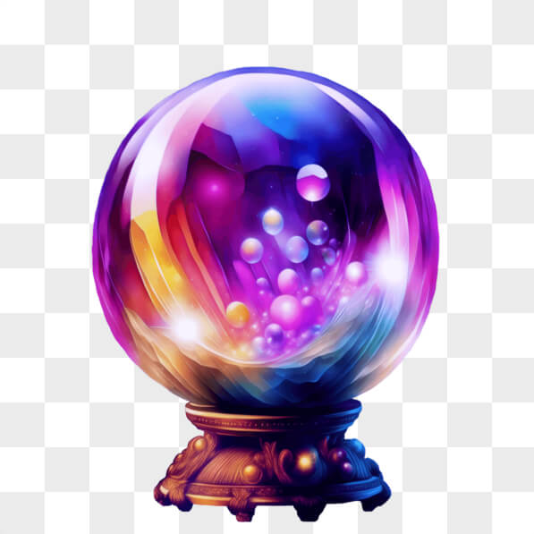 Download Crystal Ball with Colorful Bubbles on Black Background PNGs ...