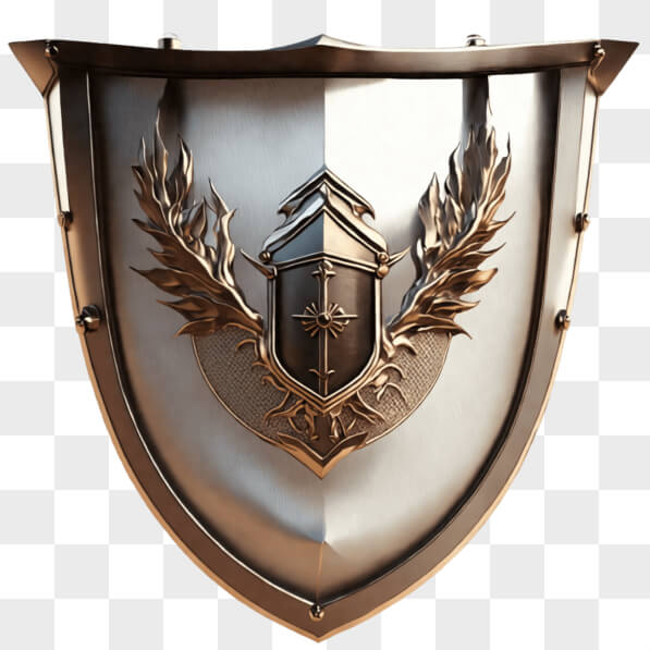 Download Ornate Shield Emblem with Gold and Silver Metal PNGs Online ...