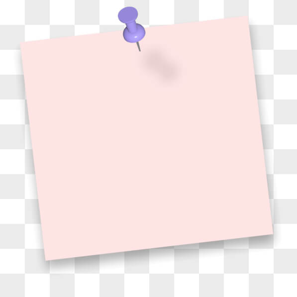 Download Pink Post-It Note Pinned to Wall with Purple Pin PNGs Online ...