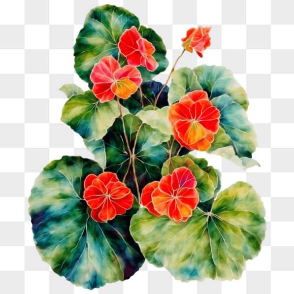 Download Botanical Watercolor Painting with Red Flowers and Green ...