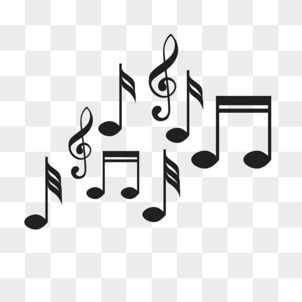 Download Intricate Musical Notes Drawing in Black and White PNG Online ...