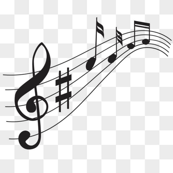 Download Connected Musical Notes Drawing PNGs Online - Creative Fabrica