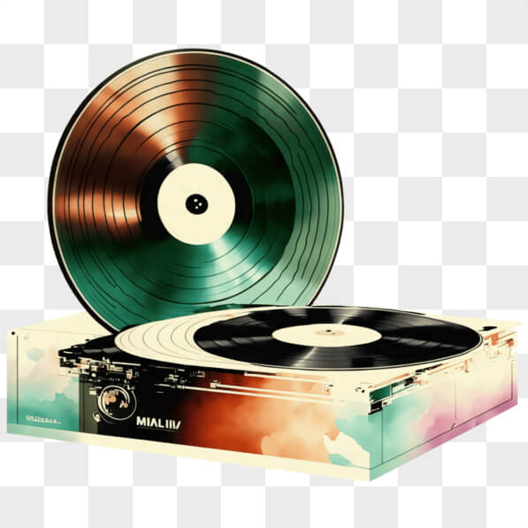 Download Vinyl Record Player with Colorful Records PNGs Online ...