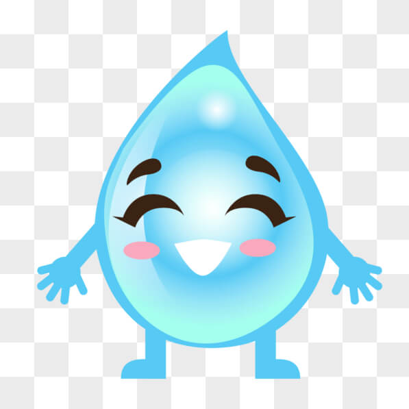 Download Smiling Water Drop Character Encouraging Hydration PNGs Online ...