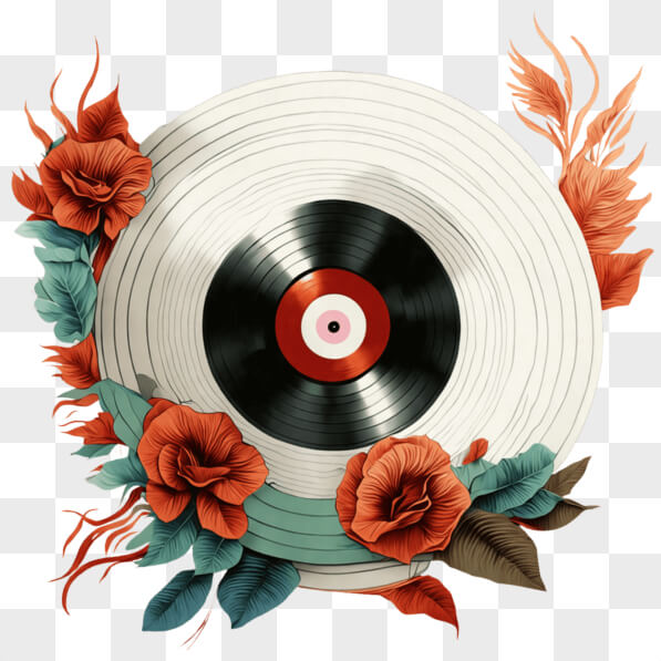 Download Vinyl Record Surrounded by Colorful Flowers for Album Cover ...