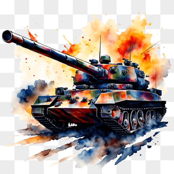 Download Kleurrijke Gepantserde Tank Schilderij Achtergrond PNGs online op Creative Fabrica