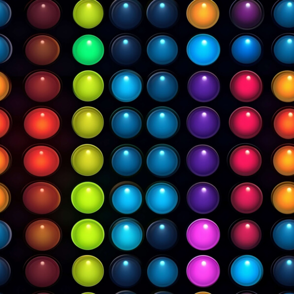 Download Colorful Array of Buttons on Black Background Patterns Online - Creative Fabrica