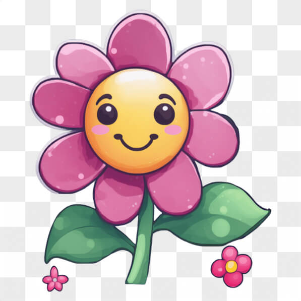 Download Pink Flower with Emoticon Face on Black Background Cartoons ...