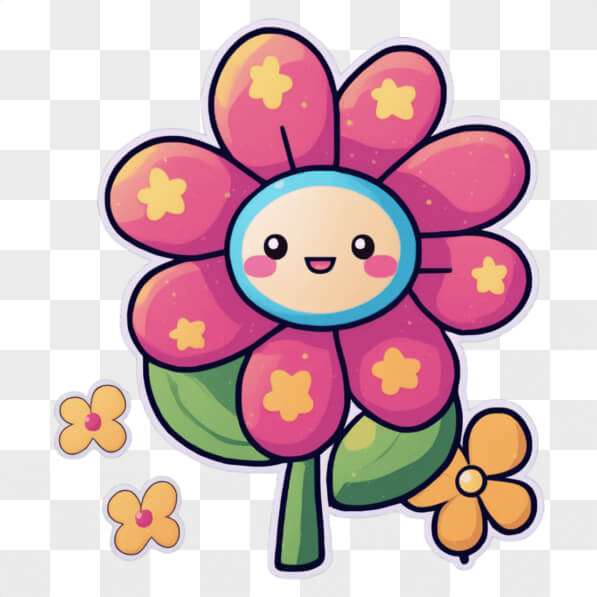 Baixe Adesivo de Flor Rosa Cartoon e Pétalas Brancas Cartoons ...