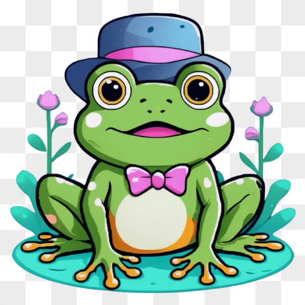 Descarga Rana verde con sombrero de copa y corbata de moño frente a ...