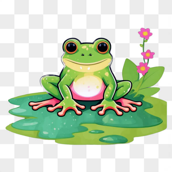 Descarga Rana Verde en Charco con Flores Rosadas Cartoons En Línea ...