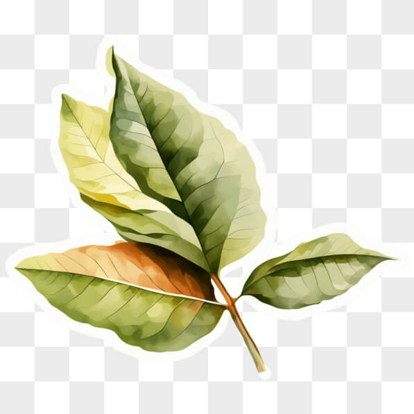 Download Tea Leaves Sticker on Black Background PNGs Online - Creative ...