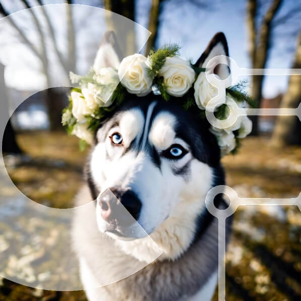 Adorable Husky Dog with Flower Crown Enjoying Outdoors stock photo ...