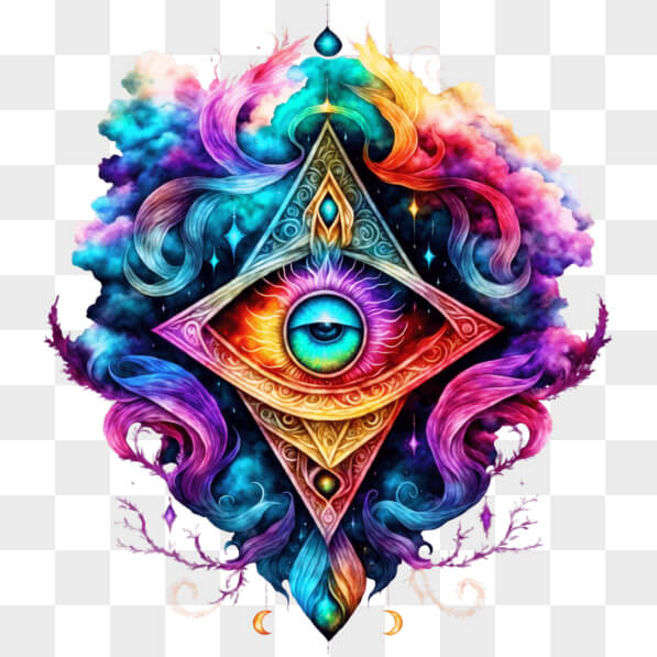 Download All-Seeing Eye Triangular Pyramid with Colorful Clouds PNGs ...