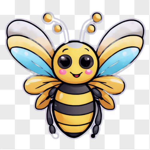 Download Cute Cartoon Bee with Blue Eyes and Yellow Wings Cartoons ...