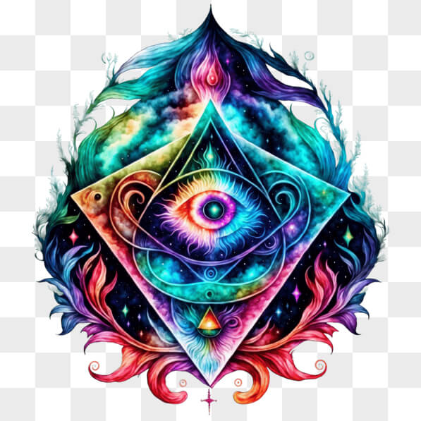 Download All-Seeing Eye Symbol with Pyramid and Colorful Flowers PNGs ...