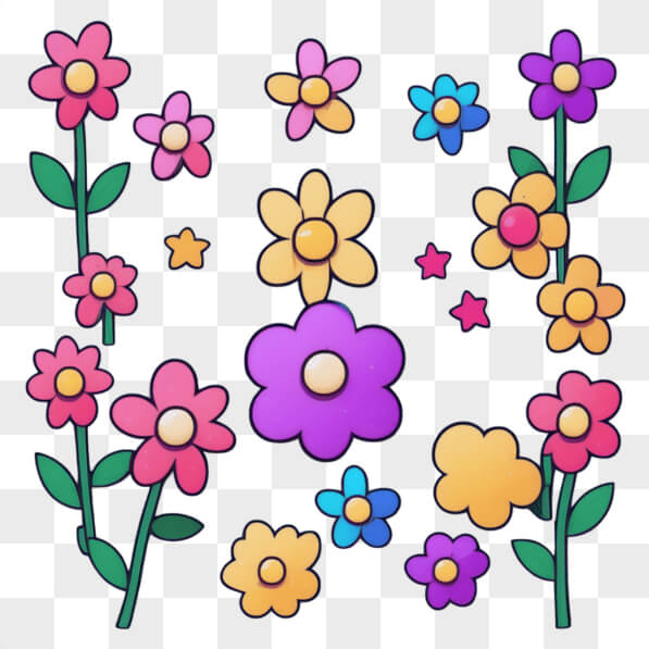 Download Colorful Cartoon Flowers Cartoons Online - Creative Fabrica