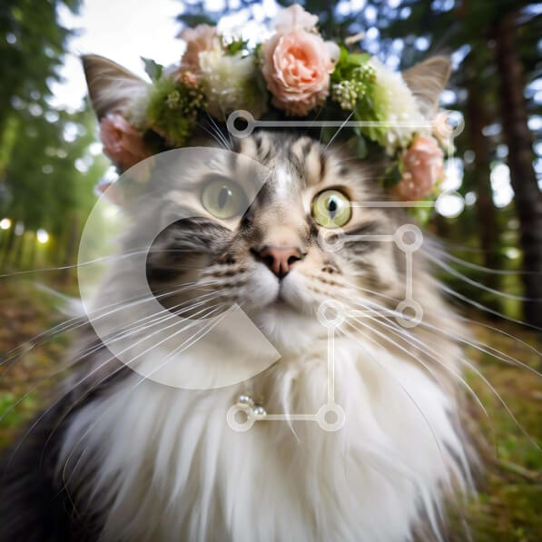 Adorable Cat with Flower Crown stock photo | Creative Fabrica