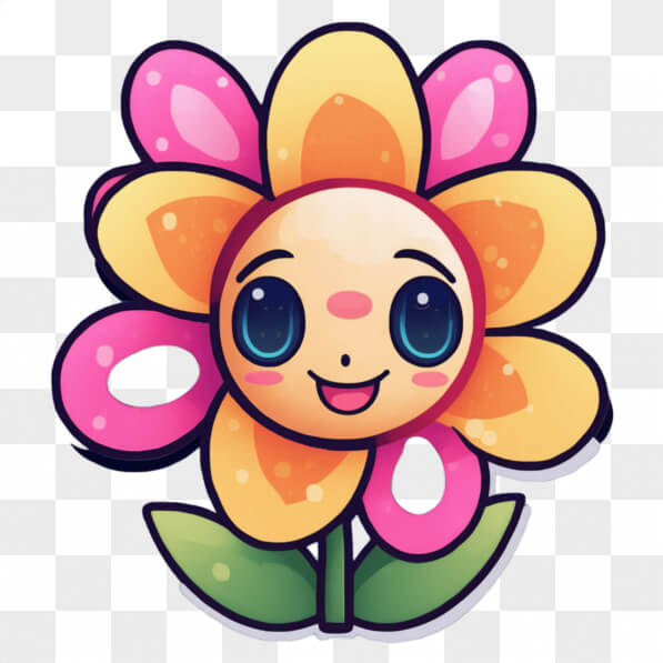 Baixe Adesivo de Flor Cartoon em Cores Rosa, Amarelo e Branco Cartoons ...
