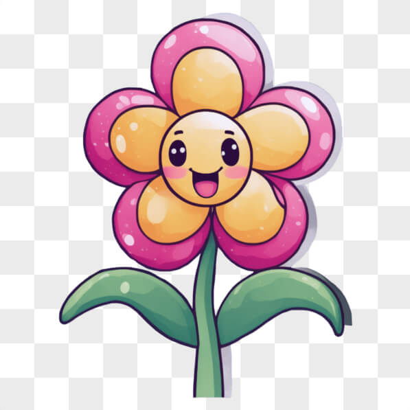 Download Happy Cartoon Flower with Pink and Yellow Colors Cartoons ...