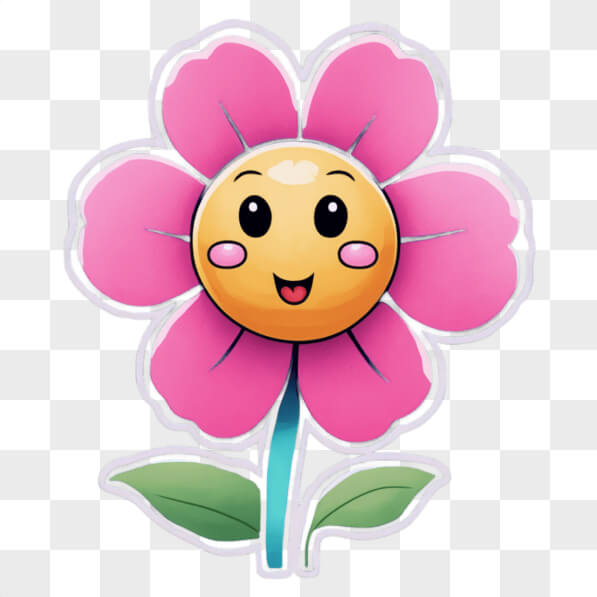 Download Pink Flower with Emoticon Face Sticker Cartoons Online ...