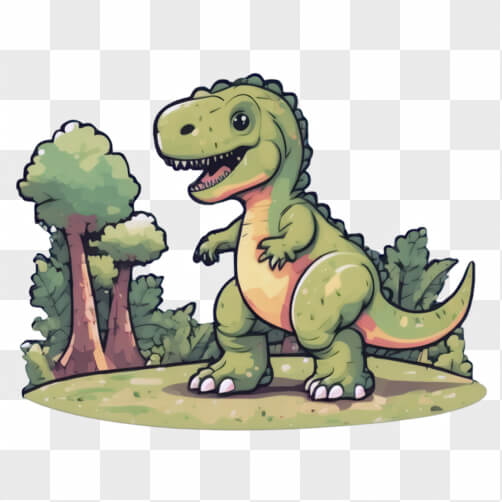 Descarga Dinosaurio de dibujos animados en el bosque con la boca abierta Cartoons En Línea ...