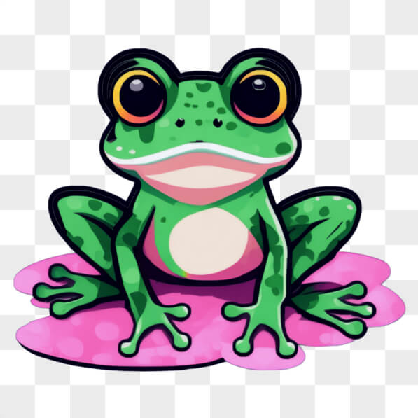 Download Green Frog on Pink Tissue Paper Cartoons Online - Creative Fabrica