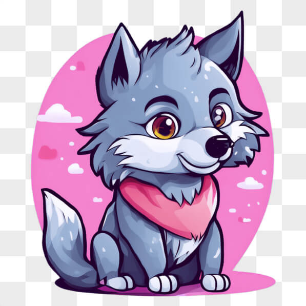 Descarga Lobo Gris Perro de Dibujos Animados Sentado Frente a Fondo ...