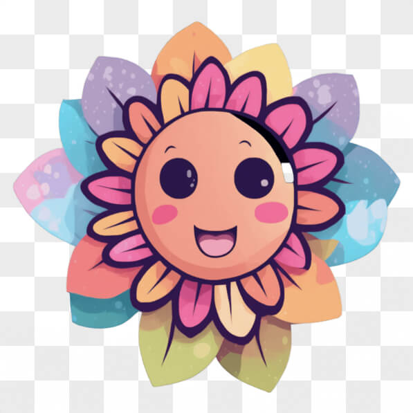 Download Cartoon Flower with Smiley Face and Colorful Leaves Cartoons ...