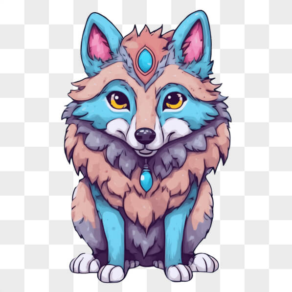 Baixe Lobo de desenho animado com olhos azuis e rosa em fundo preto ...