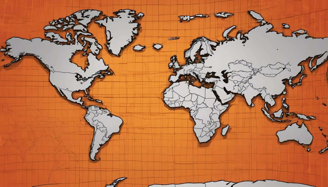 Descarga Mapa Mundial sobre Fondo Naranja Fondos En Línea - Creative ...