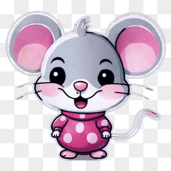 Download Cute Cartoon Mouse in Pink and White with Polka Dots Cartoons ...