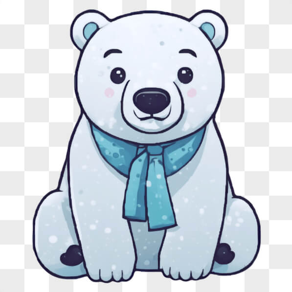 Download White Polar Bear with Blue Scarf in Snow Cartoons Online ...